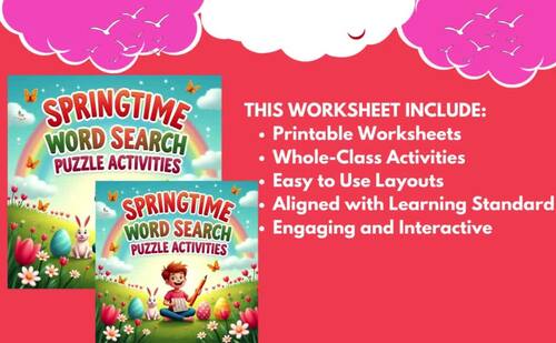 Springtime Fun Word Search Puzzle Activities 2nd,3rd,4th,5th,6th,Grade