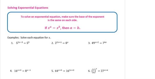 Solving Exponential Equations (lesson video) by Mathematics Made Easy
