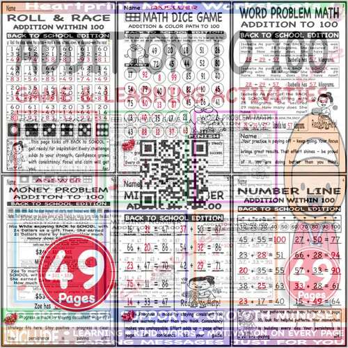 First Grade Math Centers Addition Fact Fluency, Adding 100, Making 100 ...