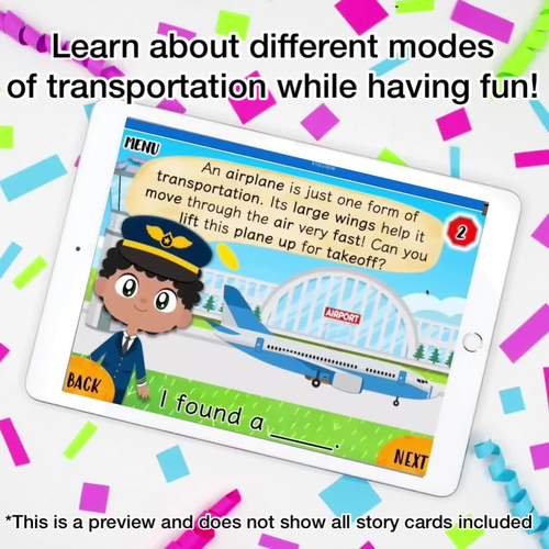 TRANSPORTATION, Boom Cards Speech Therapy, Basic Concepts, WH Questions