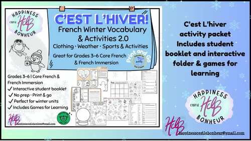 French Winter Activities & Sports/FSL Booklet/Vêtements & Météo | TPT