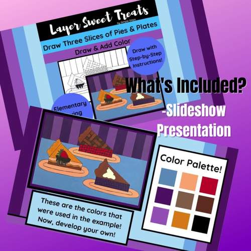 Directed Drawing for Elementary! Draw Pies on Plates! Draw & Add Color!