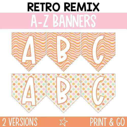 A-Z Banners Bulletin Board Letters / Retro Groovy Classroom Decor ...