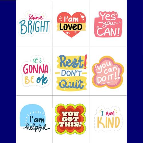 90 Printable Positive Affirmation Cards, desk notes, backpack note