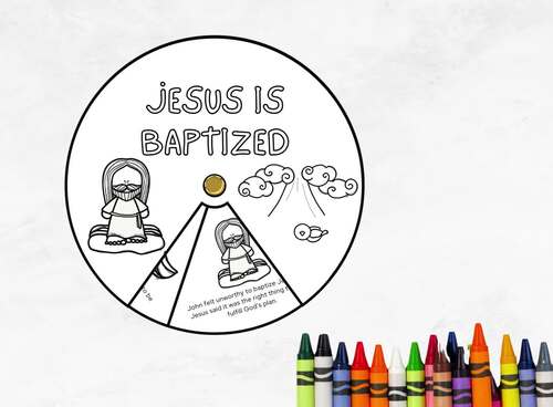 Jesus is Baptized Bible Lesson Spinning Wheel, Sunday School Craft