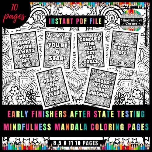 Early Finishers After State Testing Encouraging Affirmations Coloring Pages