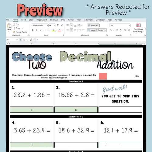 Adding Decimals - 5th Grade Math Digital Resource & Printable Worksheet