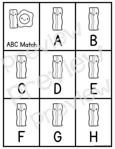 Bacon and Eggs | Uppercase & Lowercase Alphabet Matching | ABC Flash Cards