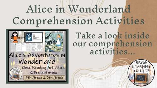 Alice in Wonderland Fiction Reading Comprehension | 5th & 6th Grade