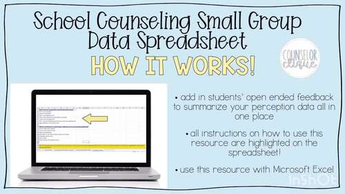 School Counseling Small Group Data Spreadsheet by Counselor Clique