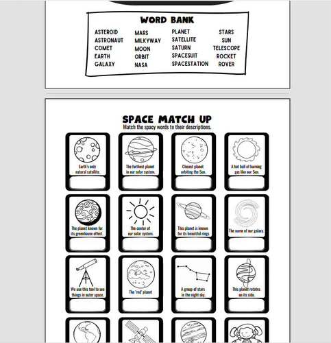 Outer Space Fun Activity Packet End of Year After Testing Busy Work