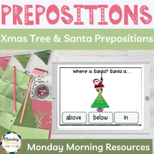 Boom Cards™ Santa and Christmas Tree Prepositions - Distance Learning