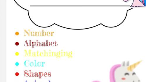 At home learning binder, unicorn Toddler to kindergarten,Interactive