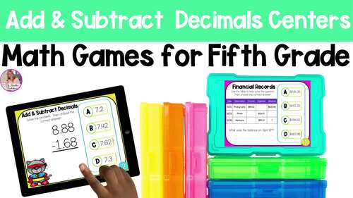 Add & Subtract Decimals | 6 LOW PREP Math Centers | Digital and Print ...