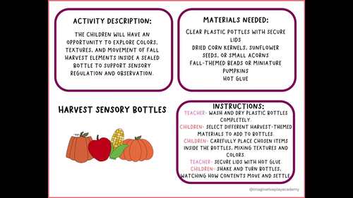 Preschool Sensory Centers: Fall Harvest | TPT
