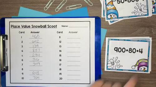 3 Digit Place Value Scoot Task Cards - Base Ten, Expanded Form, Word Form