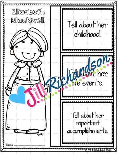 Biography Template Elizabeth Blackwell Women's History Month Bulletin ...