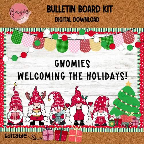 Christmas Bulletin Board Gnomies Welcoming the Holidays Festive ...