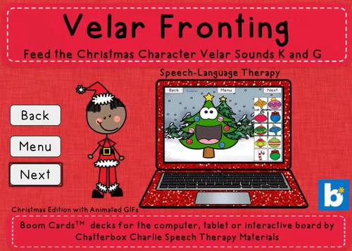 Velar Fronting Feed the Christmas Character Velar Sounds K and G Boom Cards