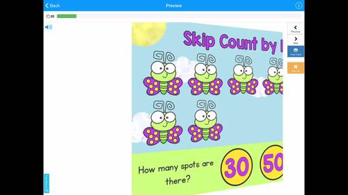 Butterfly Spots Skip Counting by 10s Digital Task Cards with Boom Cards