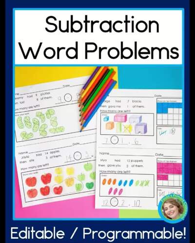 Editable | Programmable Subtraction Word Problems | Make Your Own