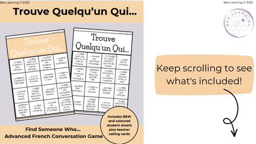 Trouve Quelqu'un Qui - Find Someone Who… Advanced French Speaking Game ...