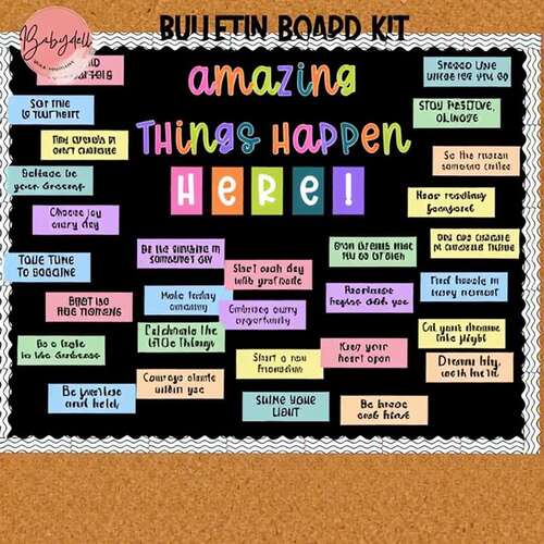 Amazing Things Happen Here Bulletin Board Poster PDF & PNG Printable