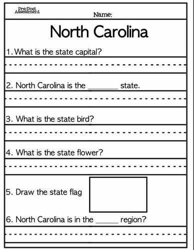 North Carolina Worksheets, Special Education 50 States | TPT