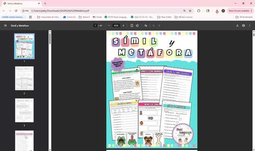 Símil y Metáfora by Dual Language Helper Ayudante Bilingue | TPT