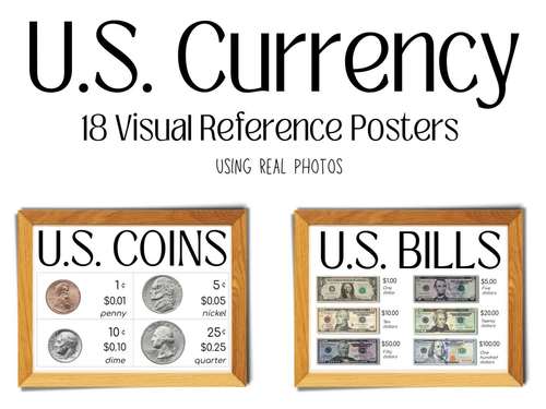 Coins & Bills Visual Posters | Special Ed Money Math | Printable PDF