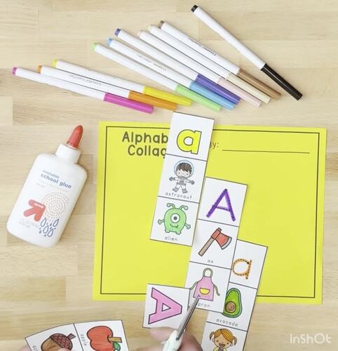 Cut and Paste Alphabet Cutting Practice with Scissors Kindergarten & Pre-K