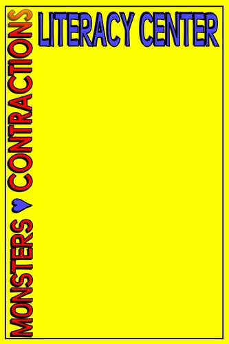 CONTRACTIONS LITERACY CENTER Monster Contractions Activity Anchor Chart ...