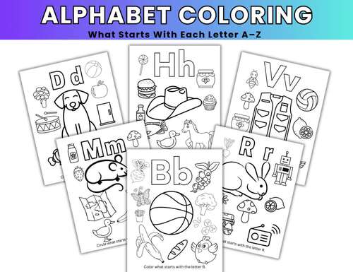 Alphabet Coloring Book – Color or Circle What Starts With Each Letter A–Z