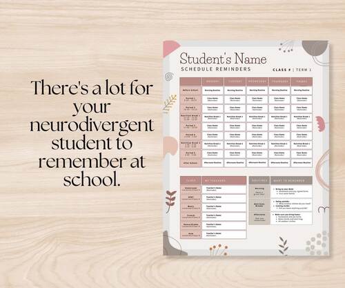 Class Schedule Reminders: Canva Template to Support Neurodivergent Students