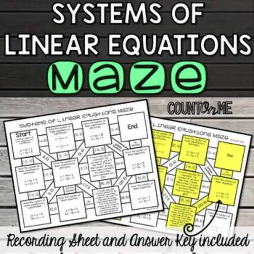 No Prep Systems of Linear Equations Review Maze by Thriving Teacher Inc