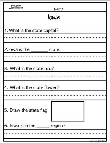 Iowa Worksheets, 50 States, Special Education by ALL ABOUT SPED with ...