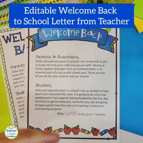 EDITABLE Welcome Back to School Letter for Parents and Students (3 Designs)