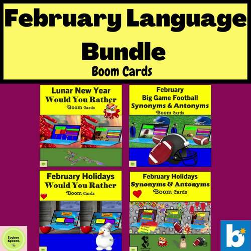 February Language Bundle Digital Boom Cards by Ivybee Speech | TPT