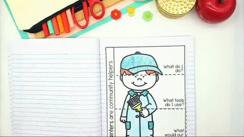 5 Community Helpers Interactive Notebook & Slideshow Lesson Bundle #2