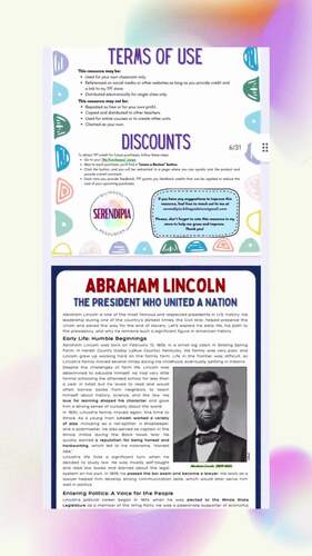 Abraham Lincoln's Biography Nonfiction Reading Comprehension ...
