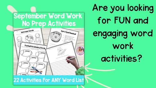 Word Work Activities For ANY Word List - September | Sports and Space ...