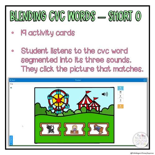 Phonemic Awareness Blending Short o CVC Words Boom Cards™ | TPT