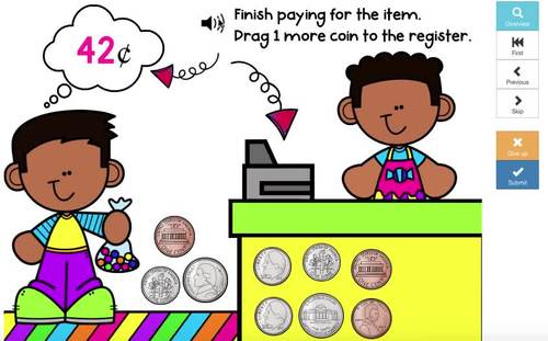 Counting Coins | Dimes, Nickels & Pennies at the Candy Store (BOOM CARDS)