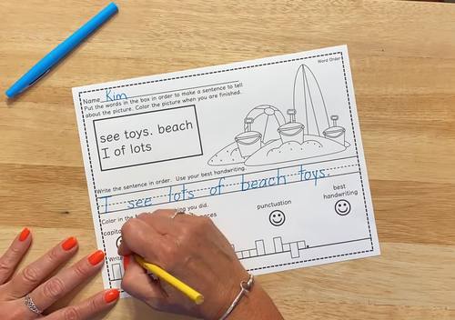 Sentence Writing Scrambled Sentences Grades 1-2 Summer Writing Worksheets