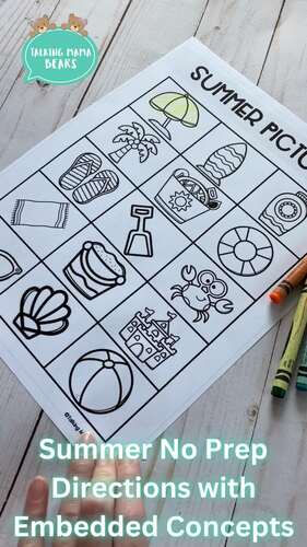 End of Year | Summer No Prep Direction Following with Embedded Concepts