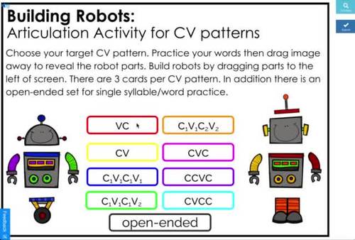 Boom Cards™ Building Robots: CV Patterns (Articulation) by Speech Hamster