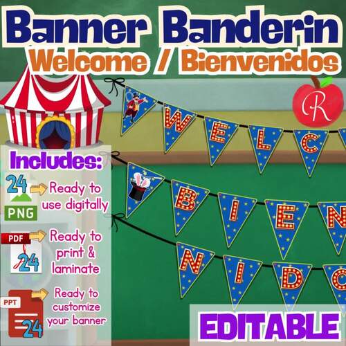 Circus Banner – Bienvenidos/ Welcome | Editable Classroom Bulletin ...