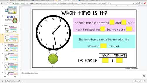 Telling Time to the Nearest Minute - Digital and Print - Google Classroom