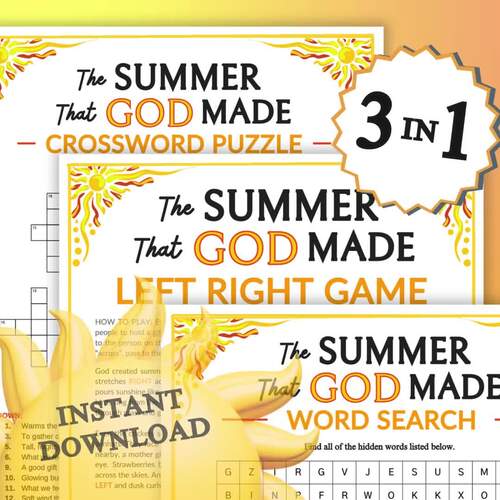 The Summer That God Made Games BUNDLE | 3 Christian Printables Bible School