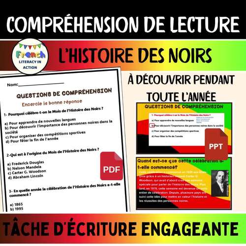 French Reading Comprehension and Writing Activity -Black History Month